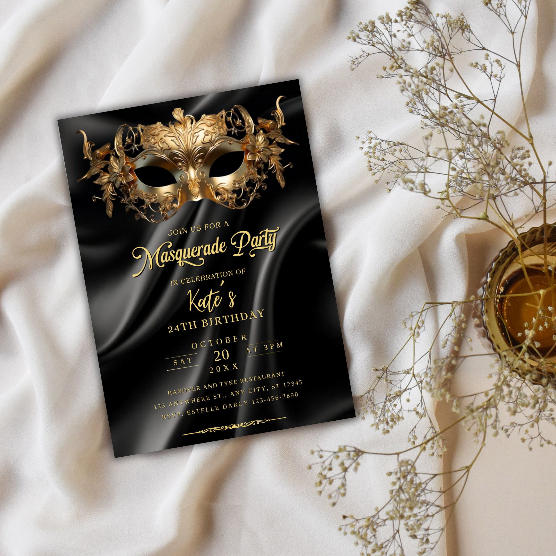 Masquerade Ball Invite Template Masked Ball Invite Mardi Gras Invite ...