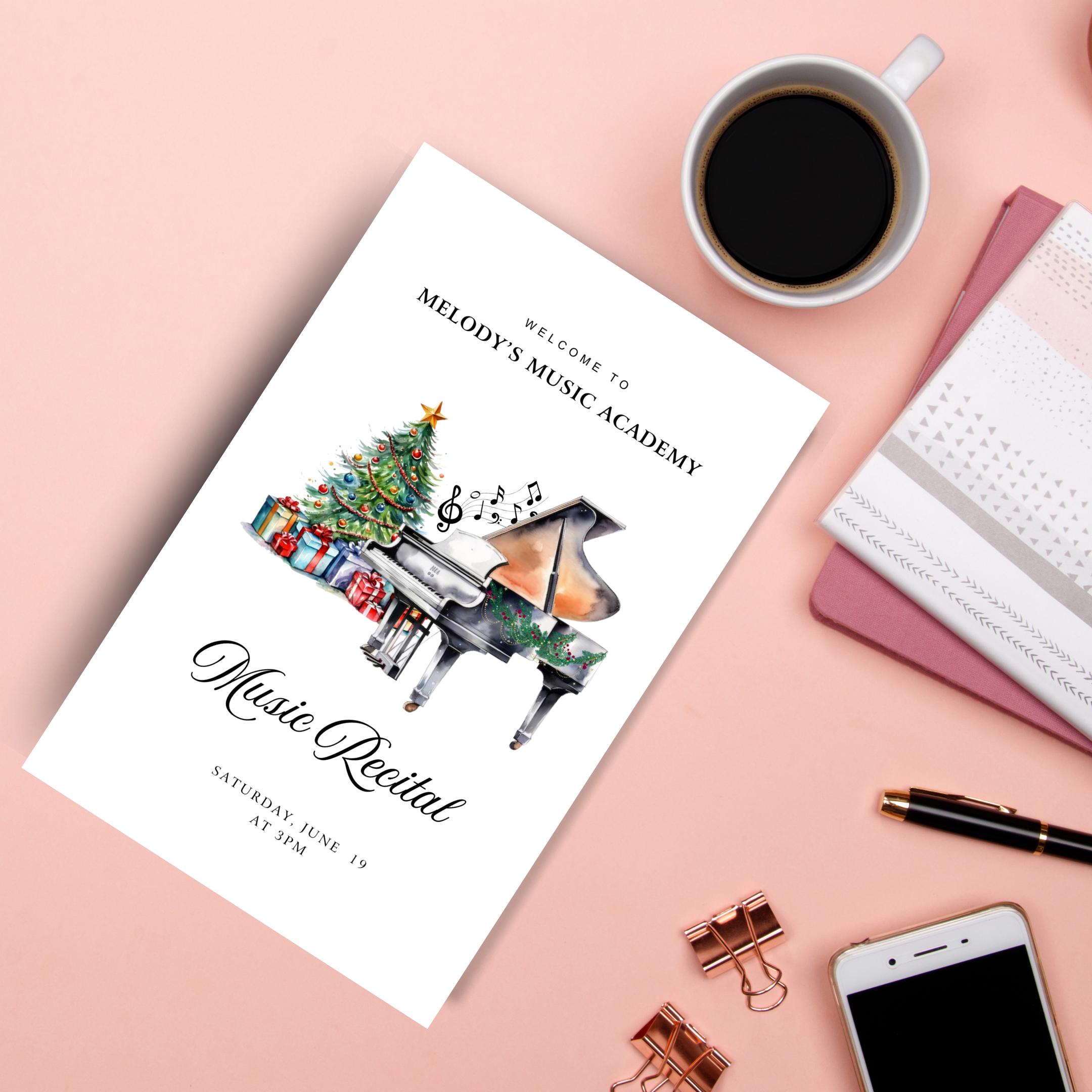 Holiday Recital Program Template, Music Program Template, Music Recital ...