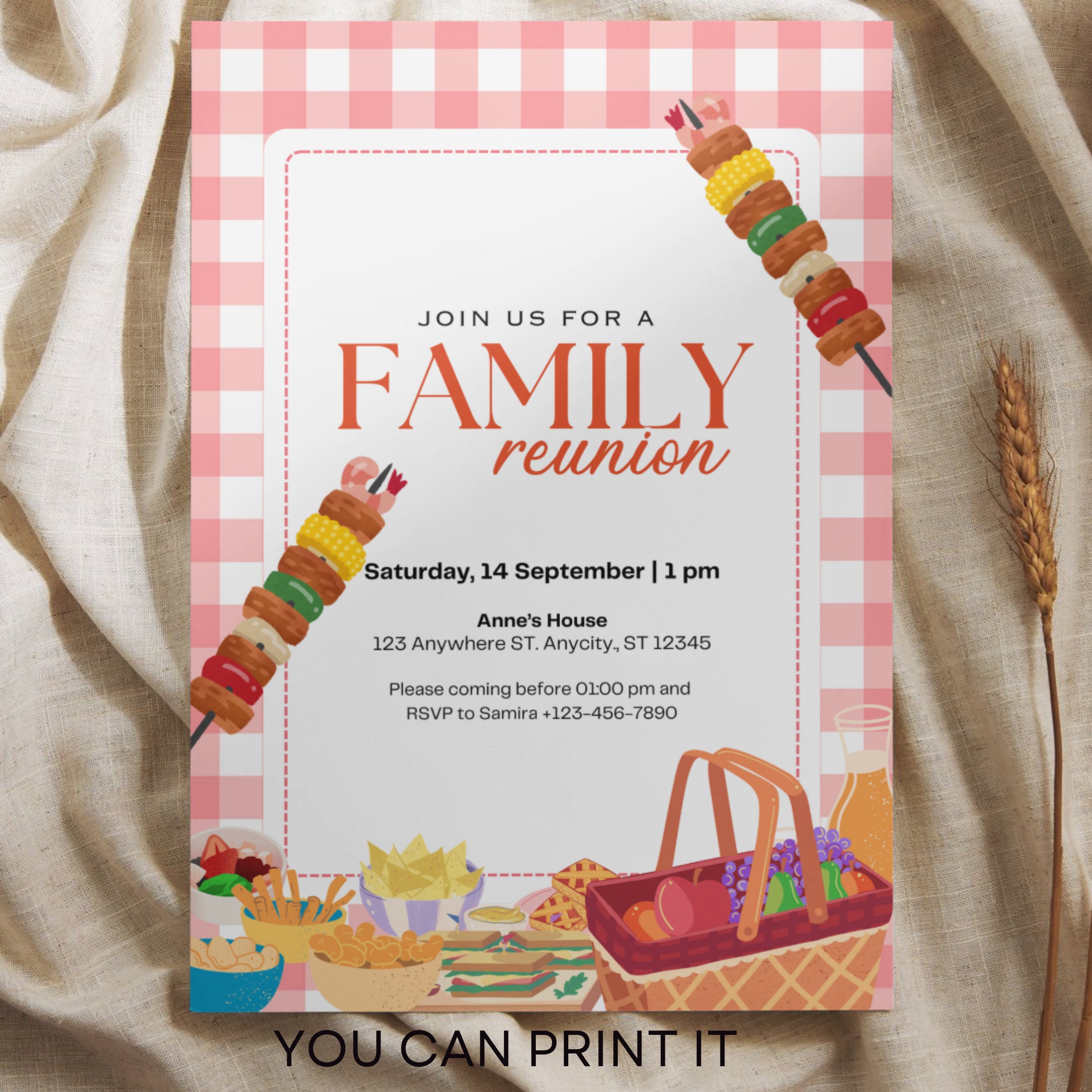 Family Picnic Invitation Family Reunion Save the Date, Family Reunion ...