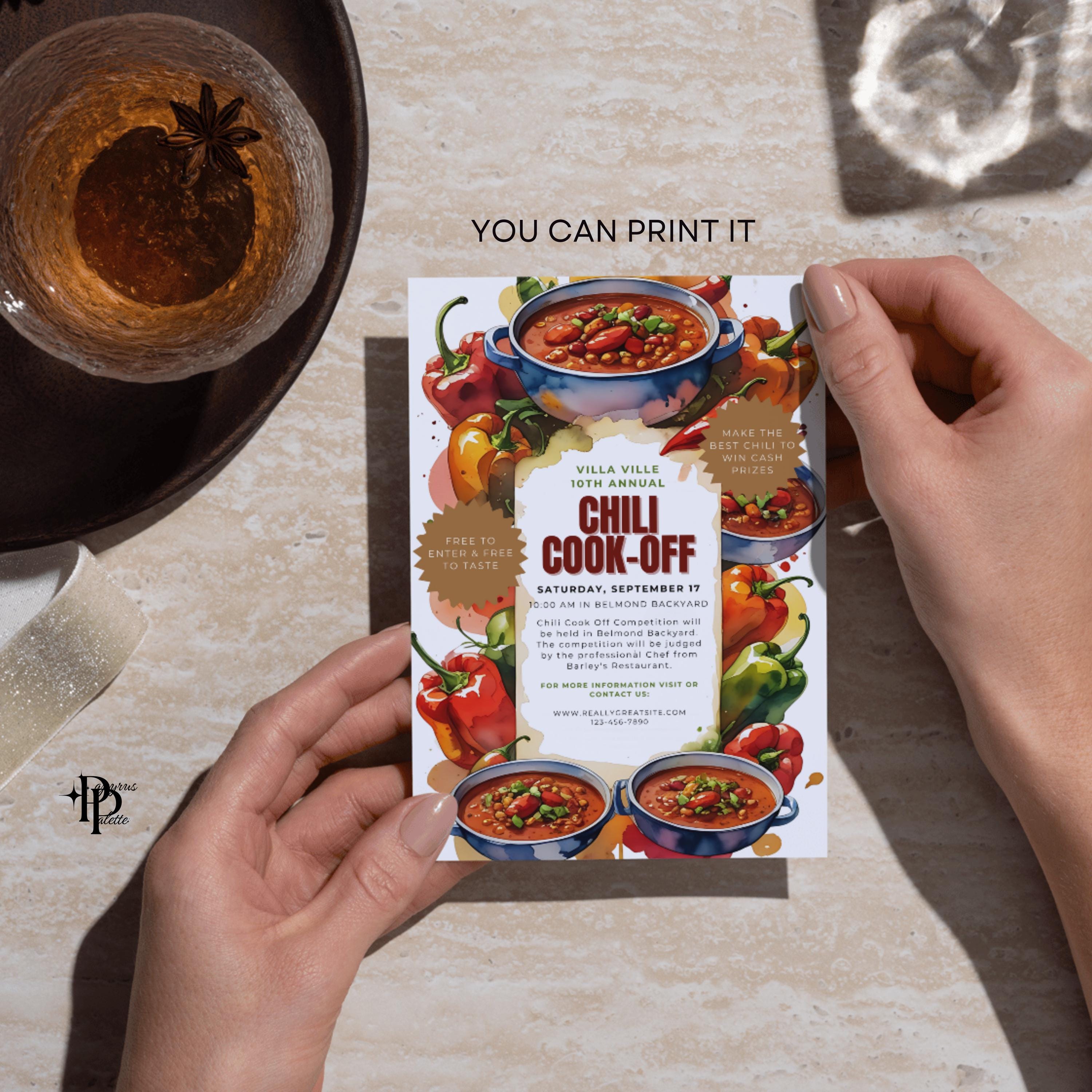 Chili Cook off Flyer | Editable Canva Template for Contest Invite ...