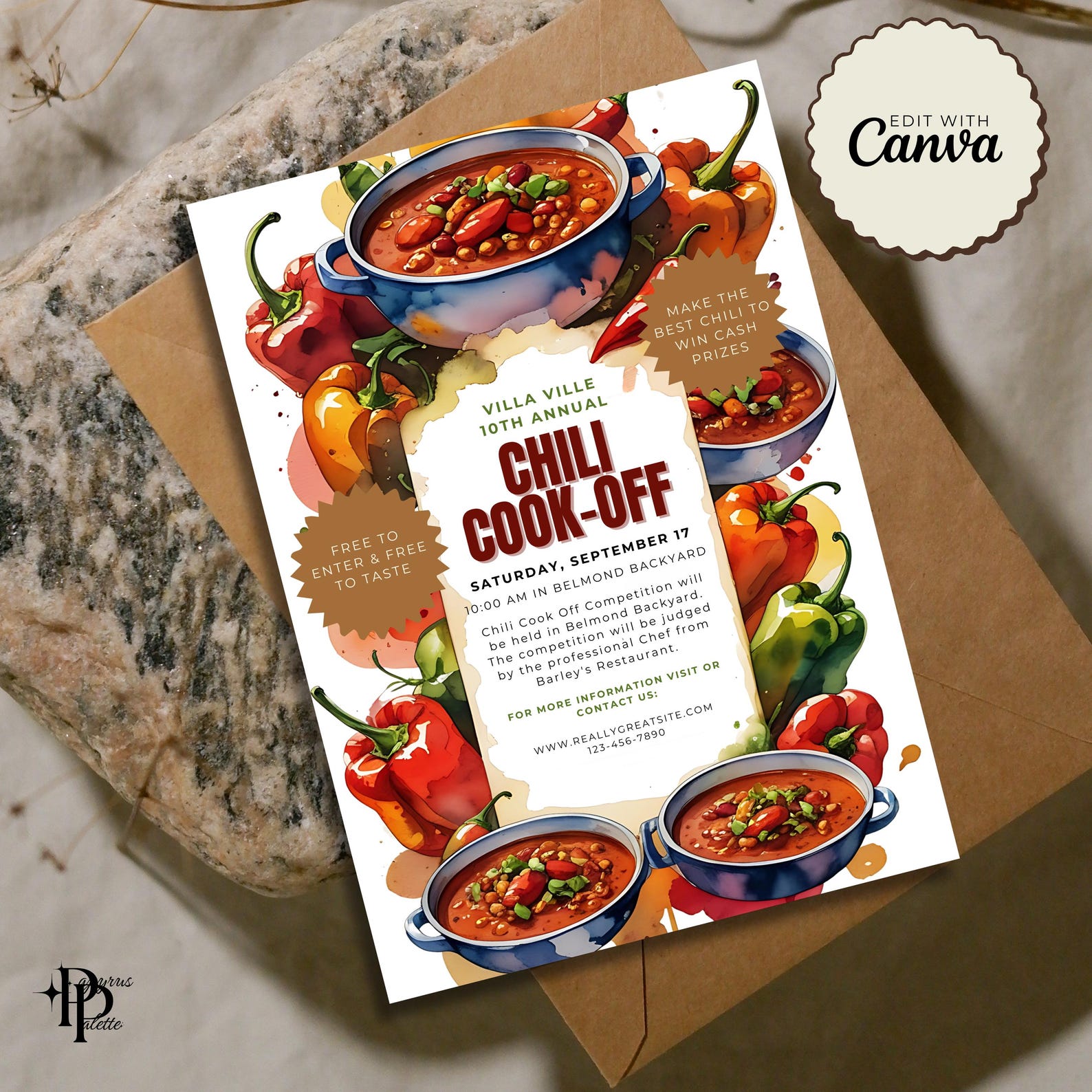 Chili Cook off Flyer | Editable Canva Template for Contest Invite ...