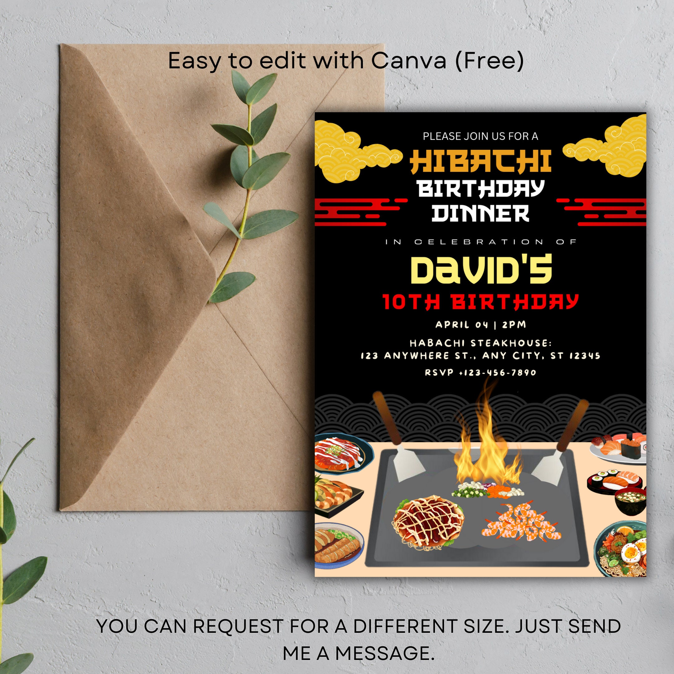 Hibachi Invitation, Hibachi Party, Hibachi Dinner Party Invitation ...