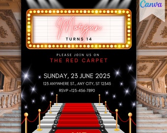 Red Carpet Invitation, Prom Invitation, Red Carpet Birthday Invitation ...