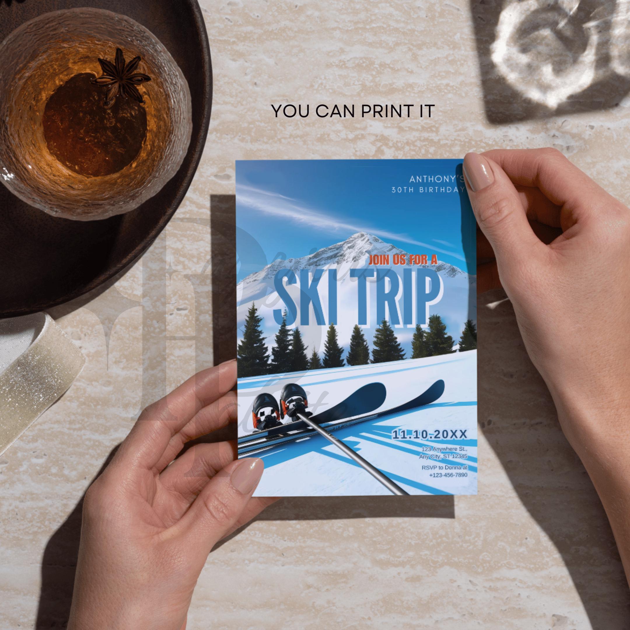 Ski Trip Invitation Template | Printable Ski Party & Vacation Invites ...