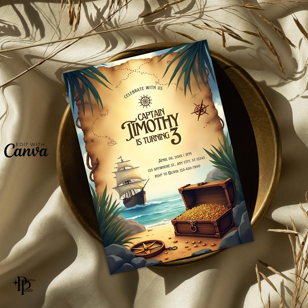 Treasure Hunt Invite, Ahoy Matey Invitation, Pirate Ship Invite ...