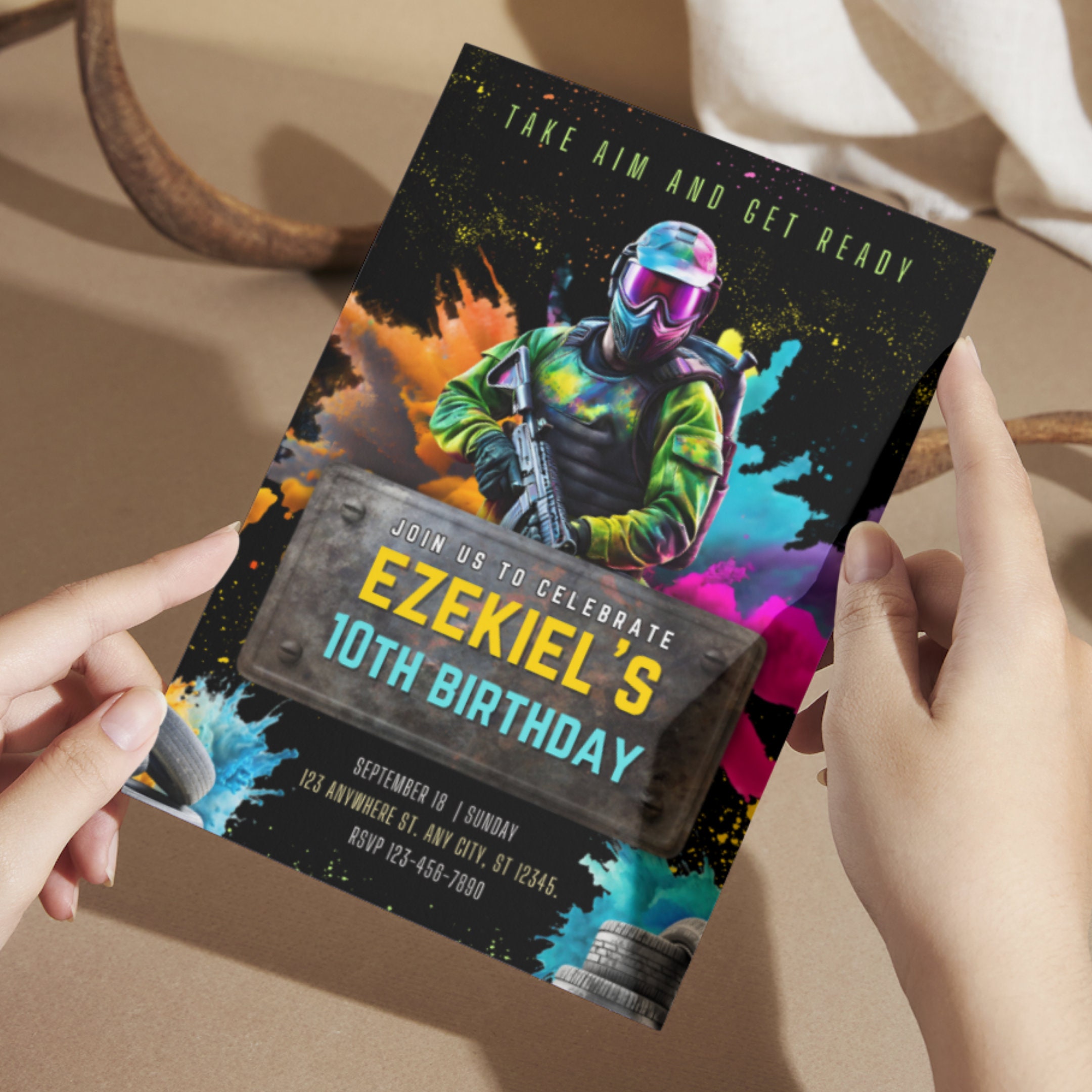 Paintball Invitation Editable Birthday Invitation Template, Paintball ...
