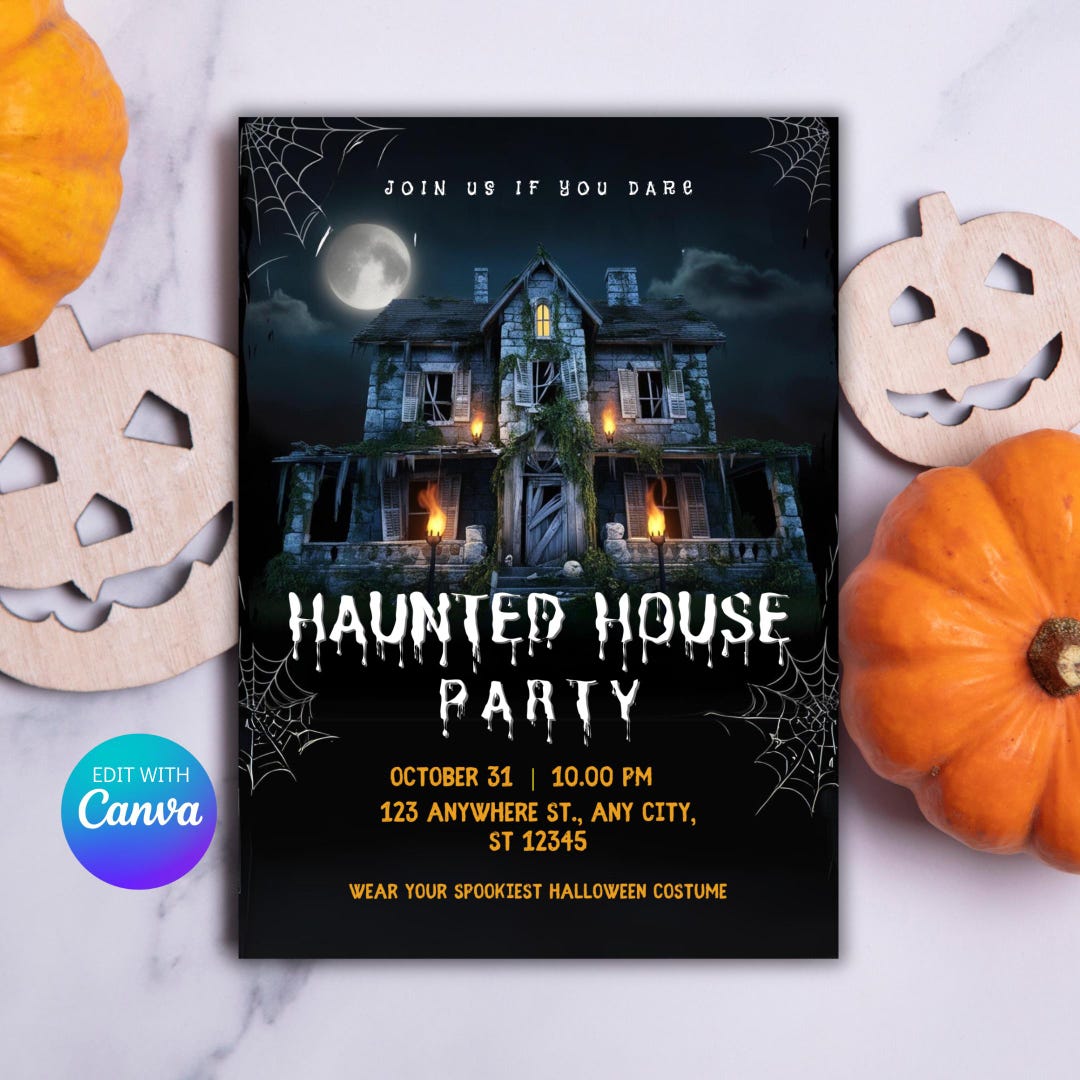 Haunted House Flyer, Trunk or Treat Invite, Halloween Party, DIY Trunk ...