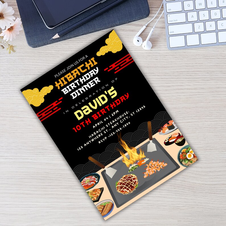 Hibachi Invitation, Hibachi Party, Hibachi Dinner Party Invitation ...