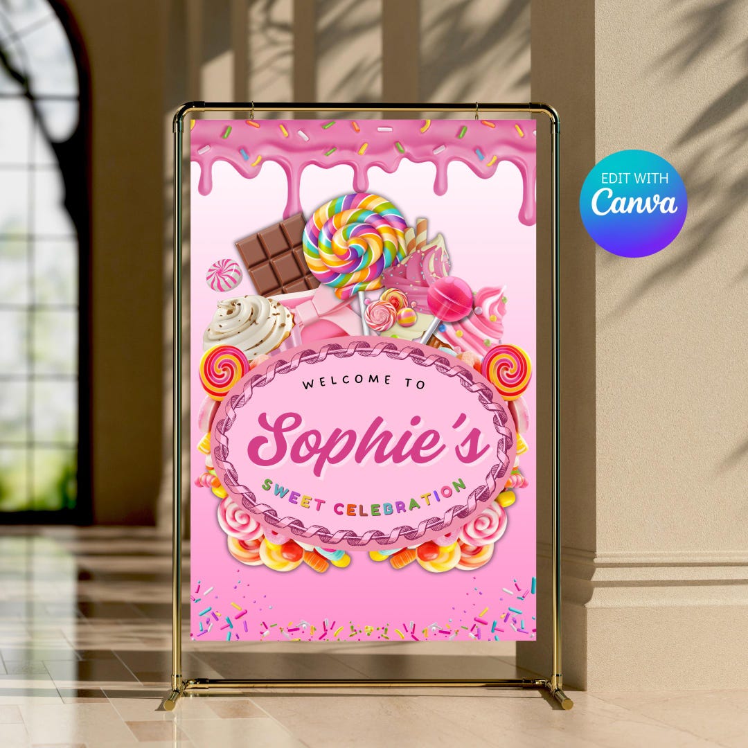 Candyland Welcome Sign, Candyland Birthday Welcome Sign, Sweet One ...