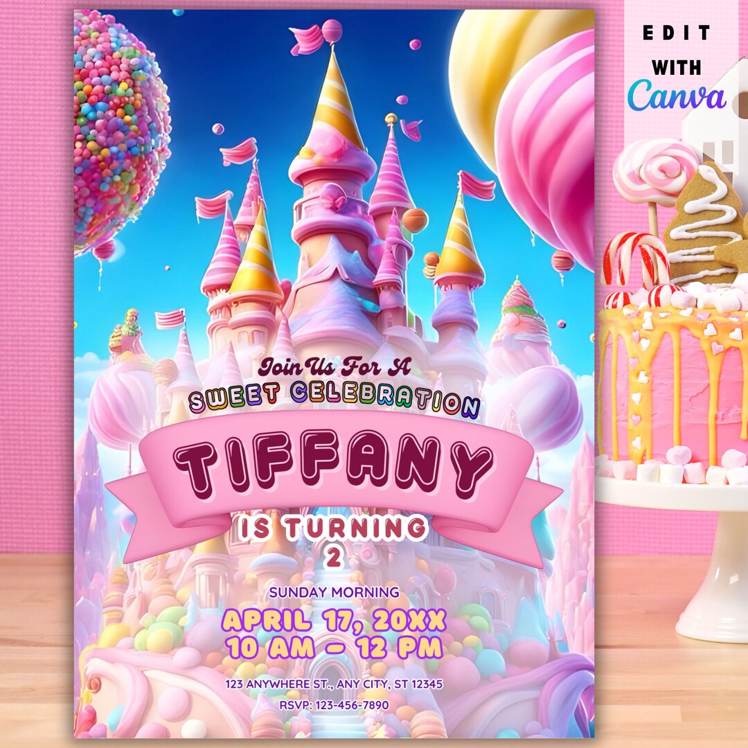 Candyland Invitation, Candy Land Invite, Candyland Birthday Invitation ...