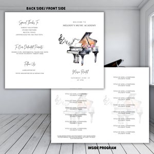 Recital Program Template, Music Program Template, Music Recital ...