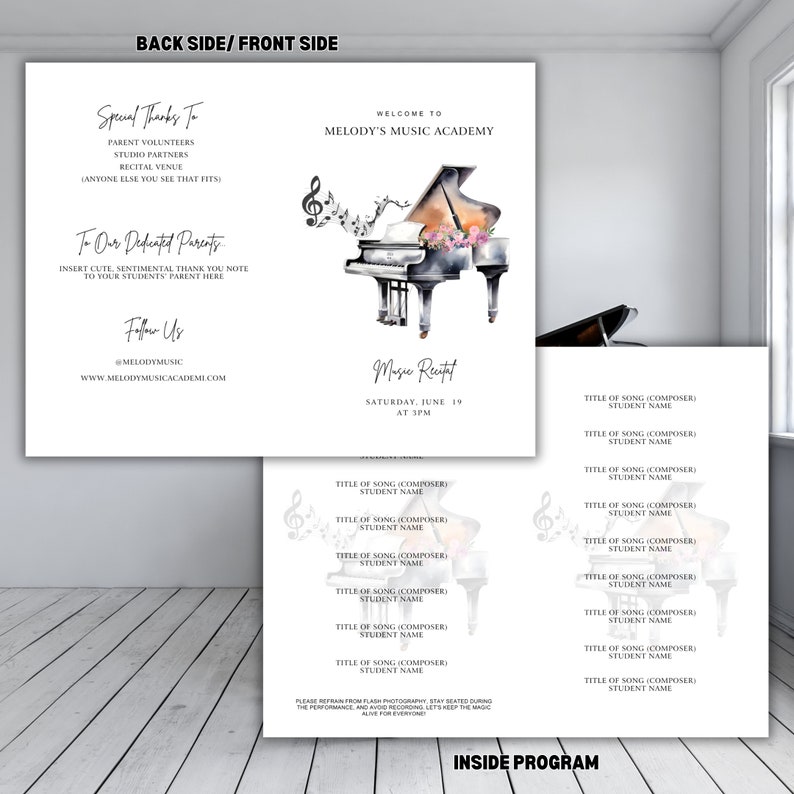 Recital Program Template, Music Program Template, Music Recital ...