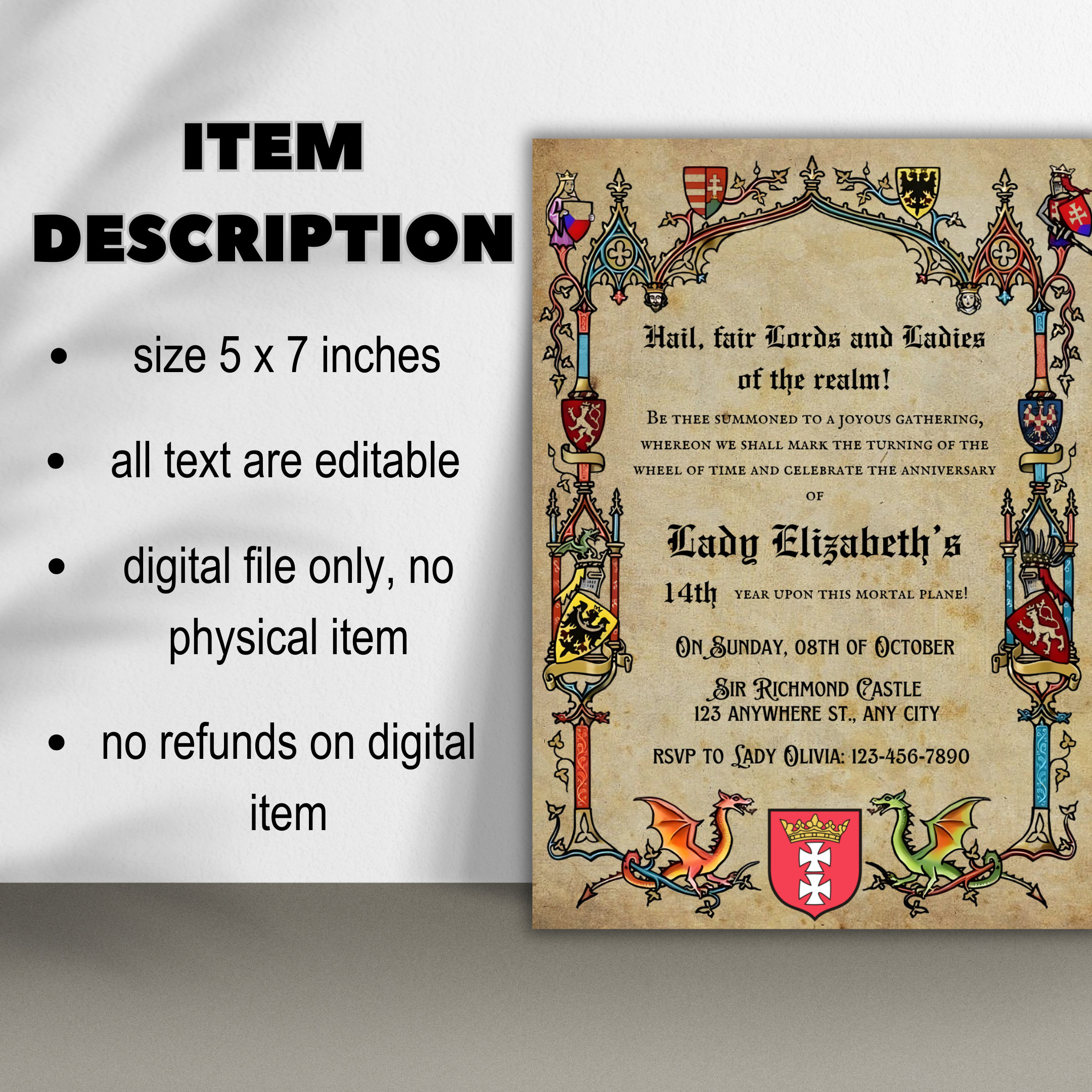 Medieval Invite, Medieval Party Invite, Medieval Invite, Medieval ...