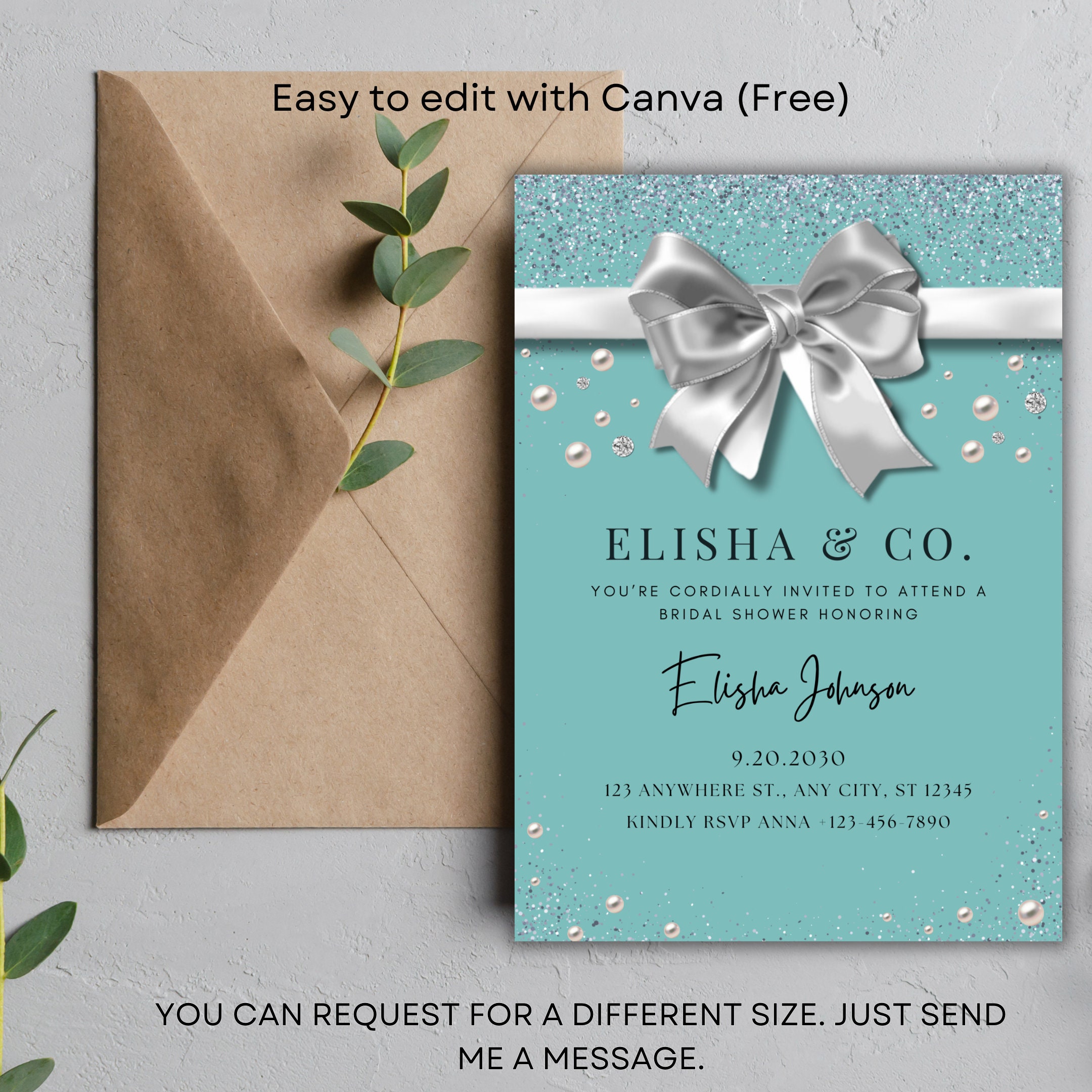 Tiffany Blue Wedding Invitation White Bow With Aqua Blue Invitation