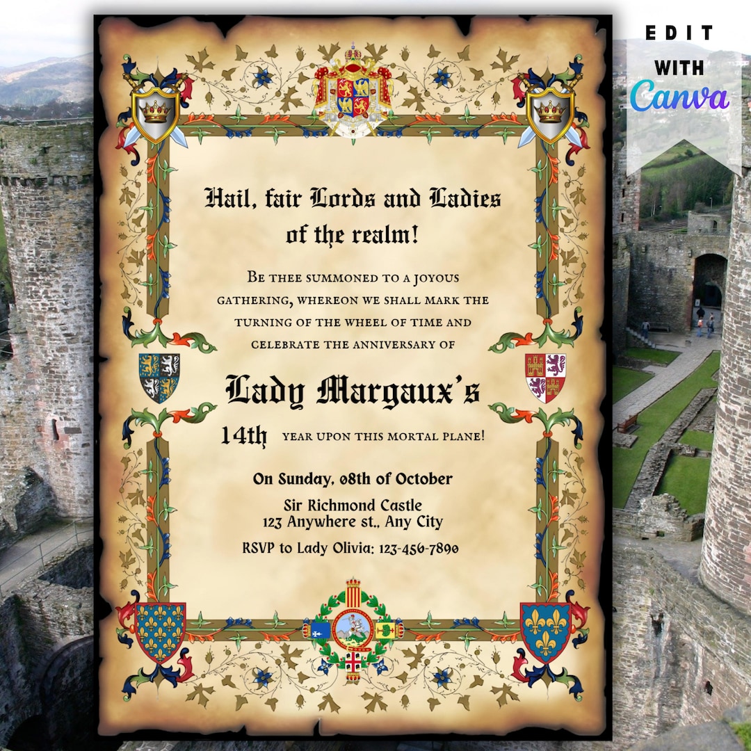 Medieval Invite, Medieval Party Invite, Medieval Invite, Medieval ...