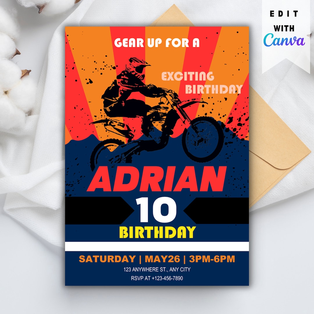 Dirt Bike Invite Motocross Invitation, Motorbike Invitation, Motorcycle ...