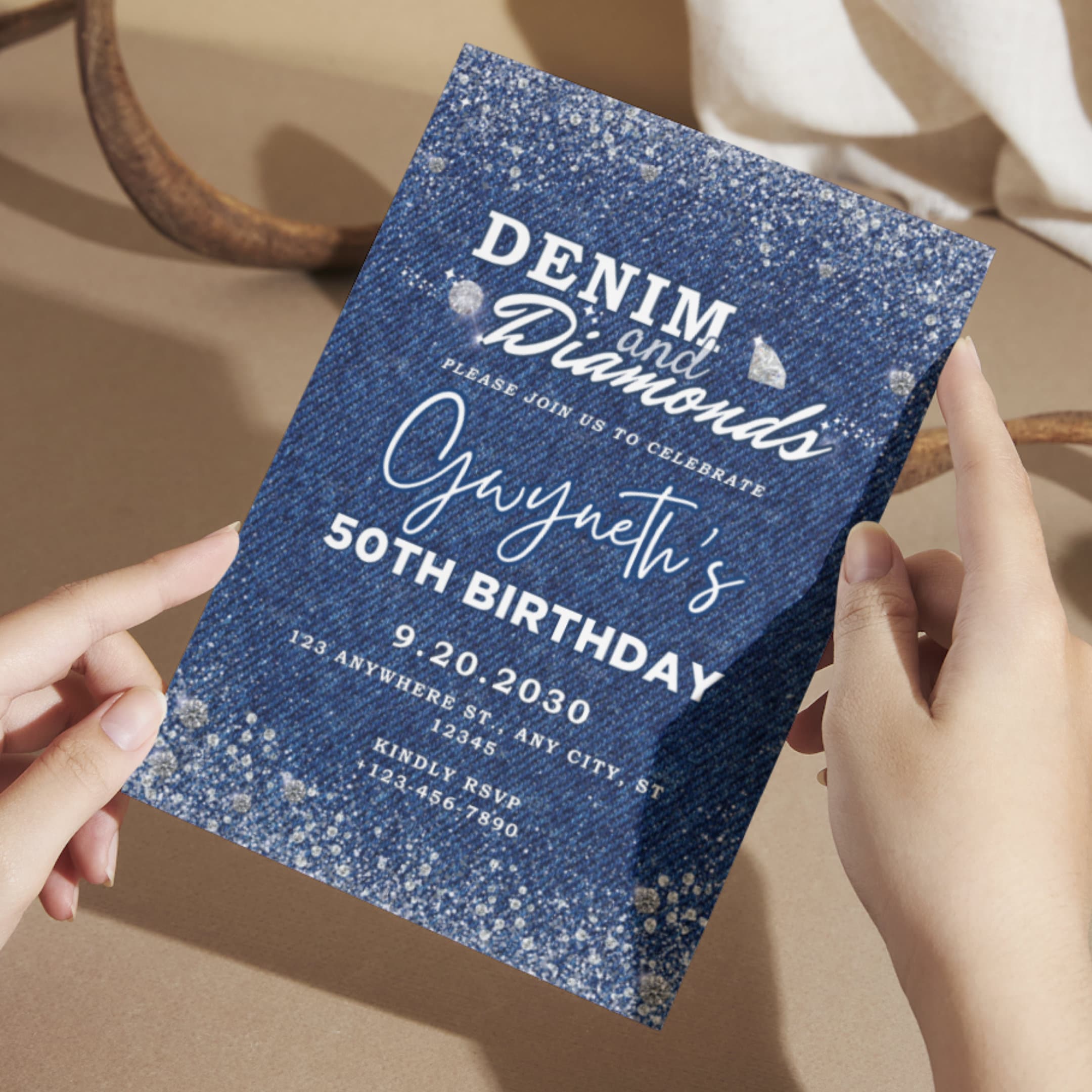 Denim and Diamond Invite, Denim Invitation, Denim Theme Party ...