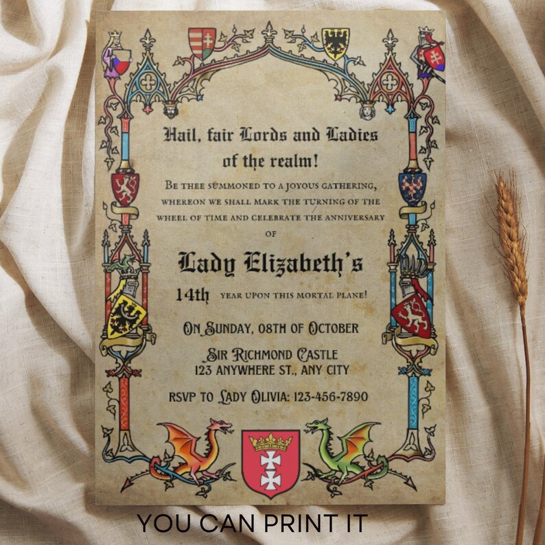 Medieval Invite, Medieval Party Invite, Medieval Invite, Medieval ...
