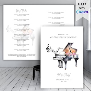 Recital Program Template, Music Program Template, Music Recital ...