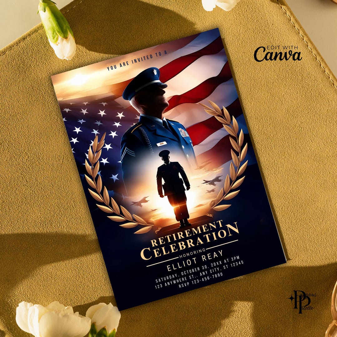 Military Retirement Ceremony Invitation - Personalized Air Force Farewell Invite, Printable ...