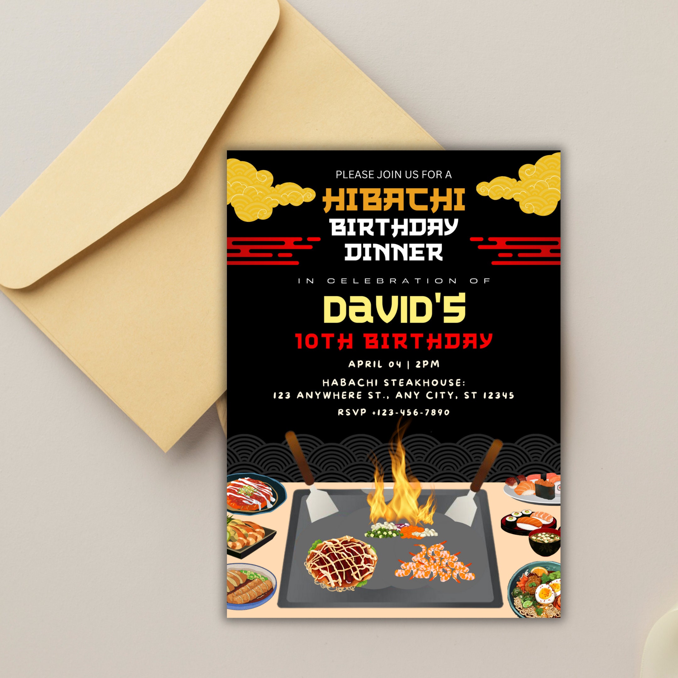 Hibachi Invitation, Hibachi Party, Hibachi Dinner Party Invitation ...