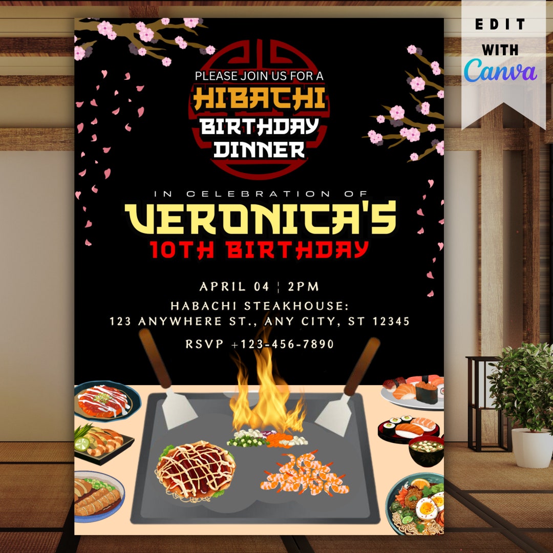 Hibachi Invitation, Hibachi Party, Hibachi Dinner Party Invitation ...