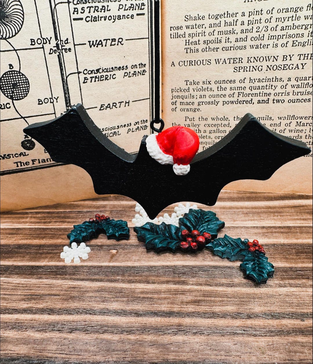 Handcrafted Christmas Bat Ornament: Festive Santa Hat Bauble - Etsy UK