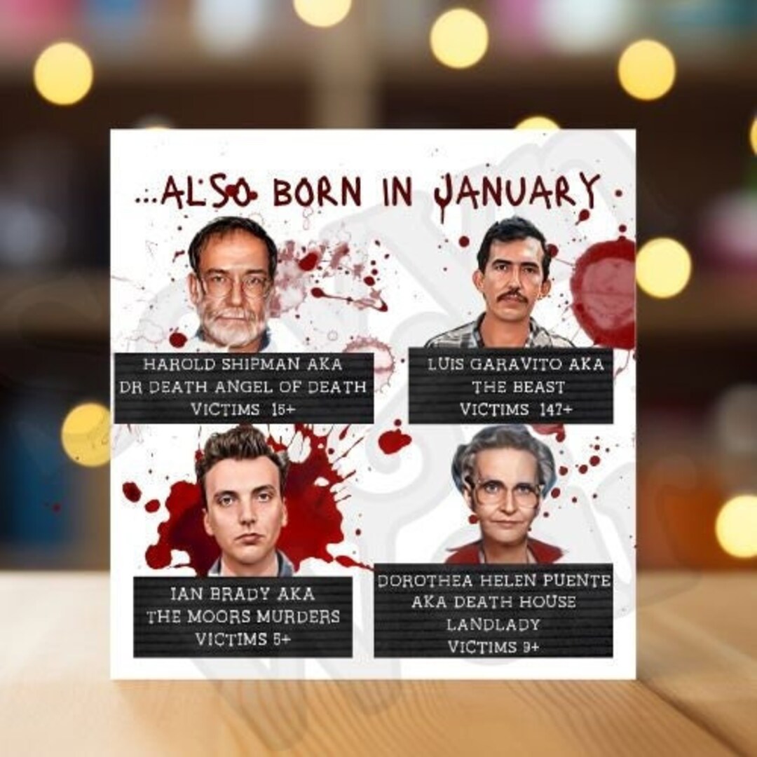 January Birthday Card, Serial Killers, True Crime Gift, Dark Humour - Etsy