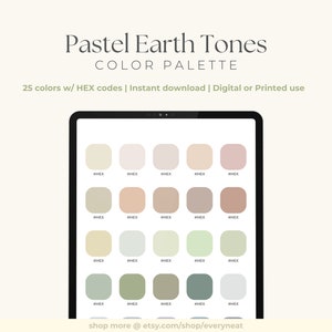 Pastel Earthy Color Palette | HEX Codes Color Swatches | Digital ...