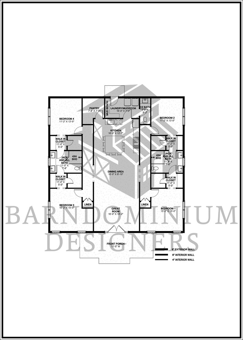 The Ramside Plan 4 Bedroom Barndominium Floor Plan - Etsy Canada