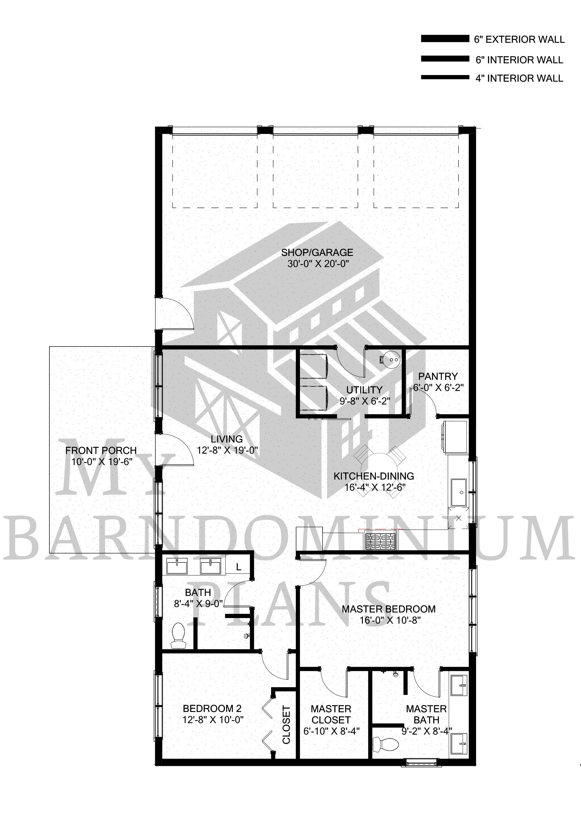 The Nelmes Plan - 2 Bedroom Barndominium Floor Plan - Etsy