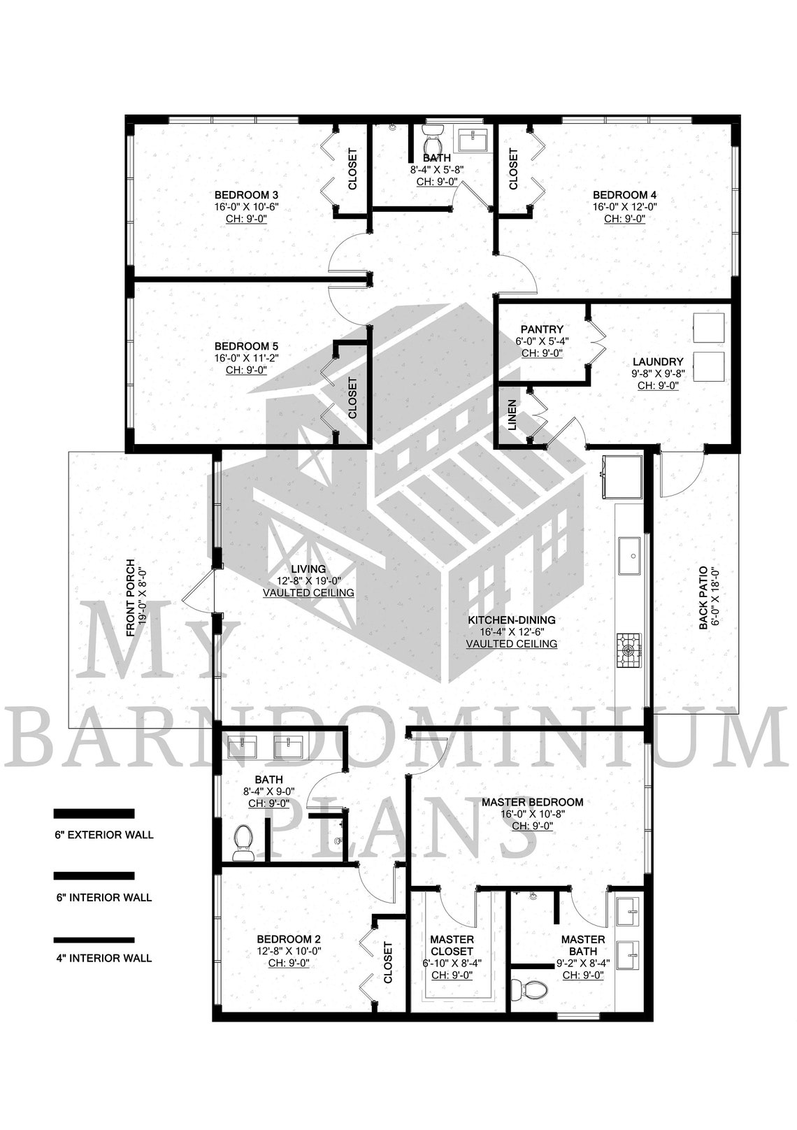 The Windermere Plan - 5 Bedroom Barndominium Floor Plan - Etsy