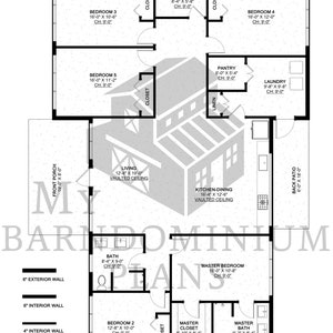 The Windermere Plan - 5 Bedroom Barndominium Floor Plan - Etsy