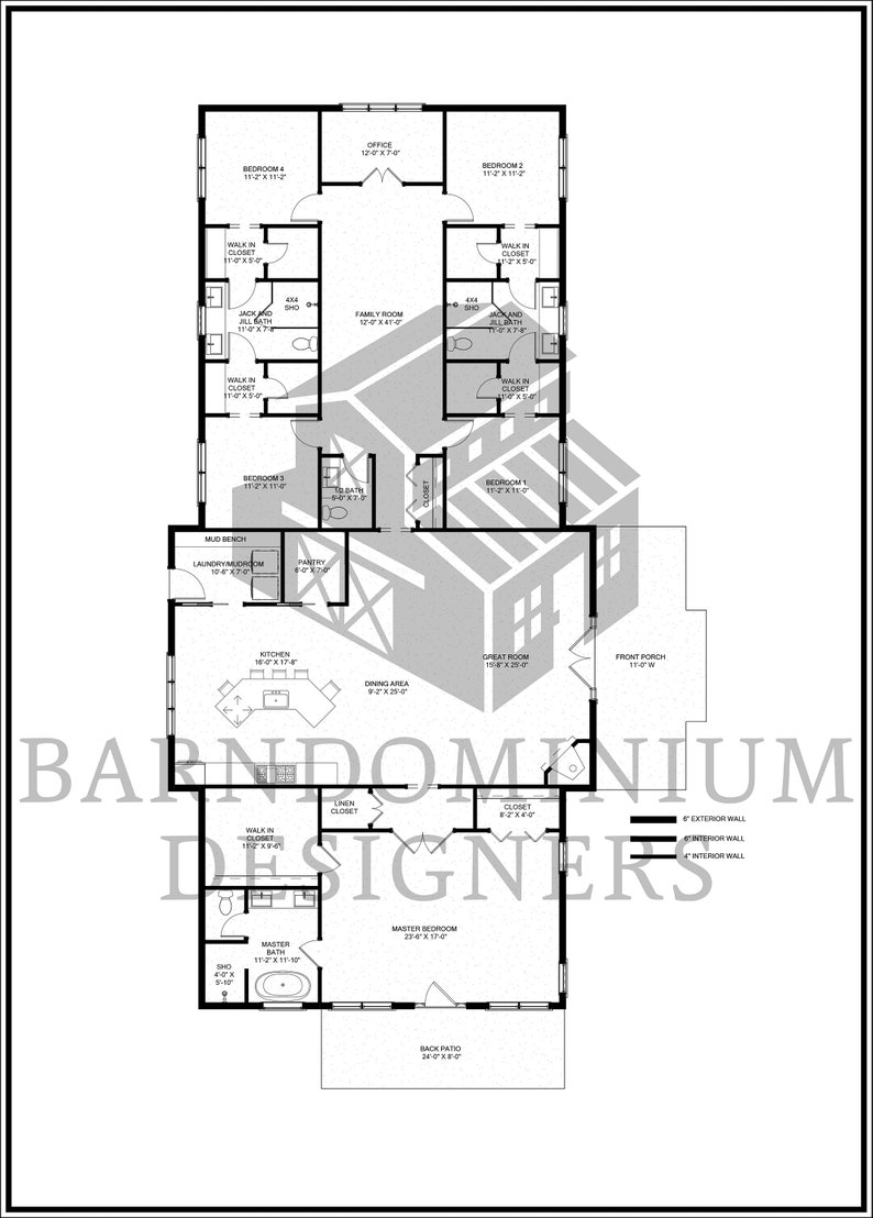 The Lancaster Plan 5 Bedroom Barndominium Floor Plan - Etsy