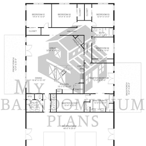 The Battisford Plan - 5 Bedroom Barndominium Floor Plan - Etsy