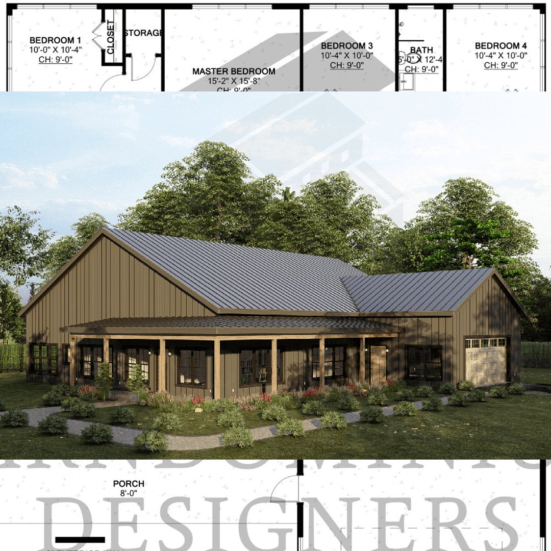 The Lambourne Plan 6 Bedroom Barndominium Floor Plan - Etsy