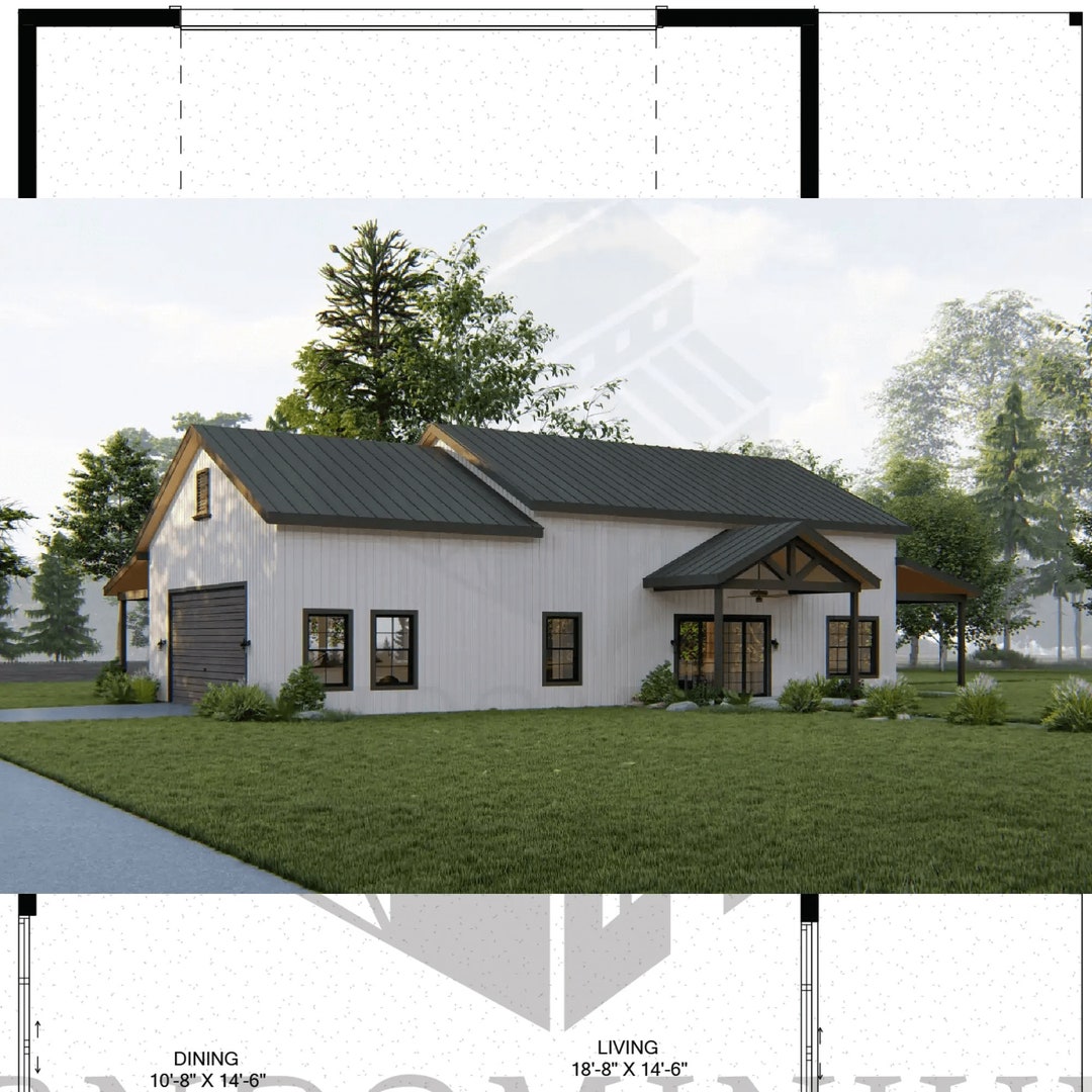 The Warwick Plan - 2 Bedroom Barndominium Floor Plan - Etsy