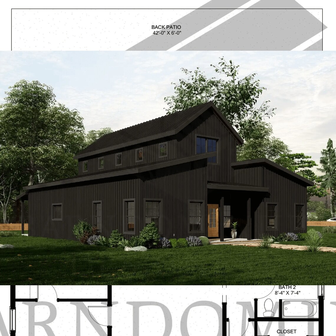 The Herbert Plan 3 Bedroom Barndominium Floor Plan Etsy