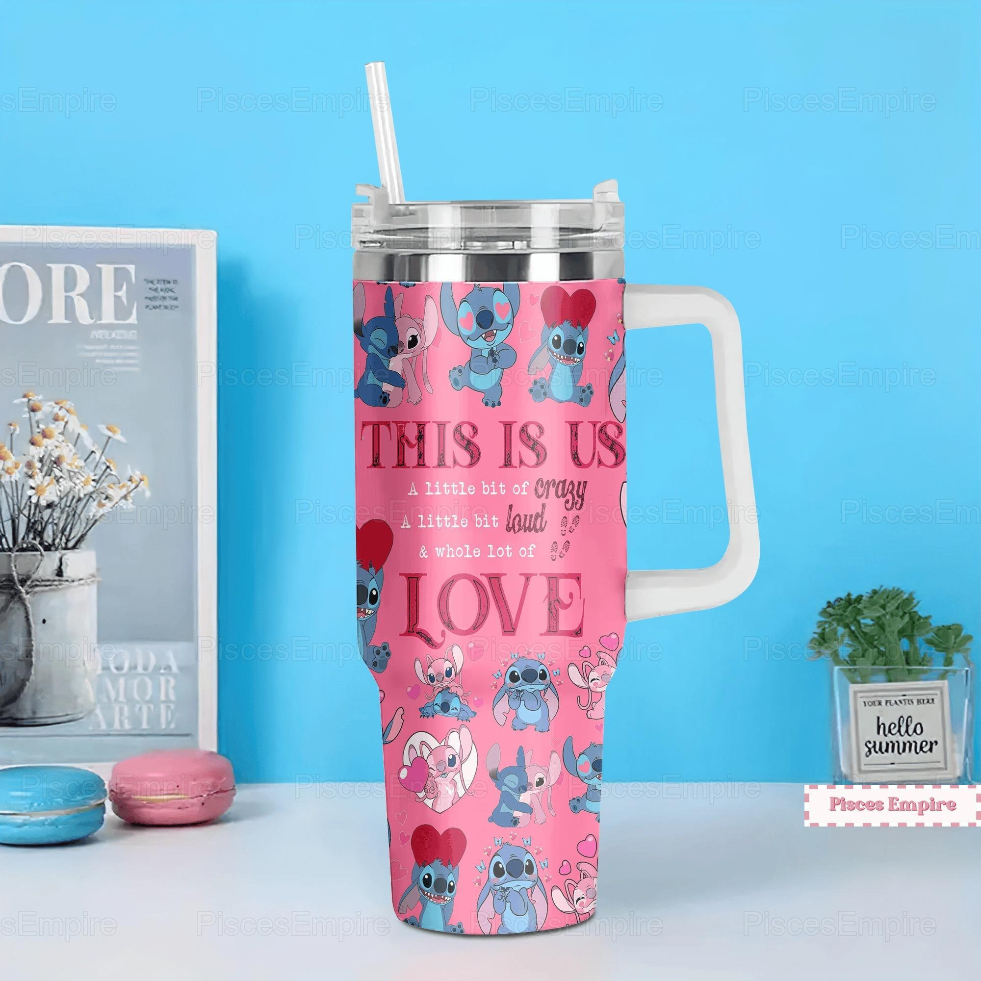 Stitch And Angel Tumbler 40oz Custom Stitch Tumbler 40oz Sold By