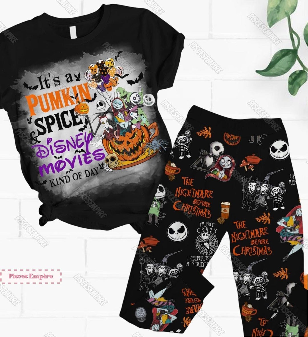 Jack and Sally Pajamas Set, Jack and Sally Tshirt, Jack and Sally ...