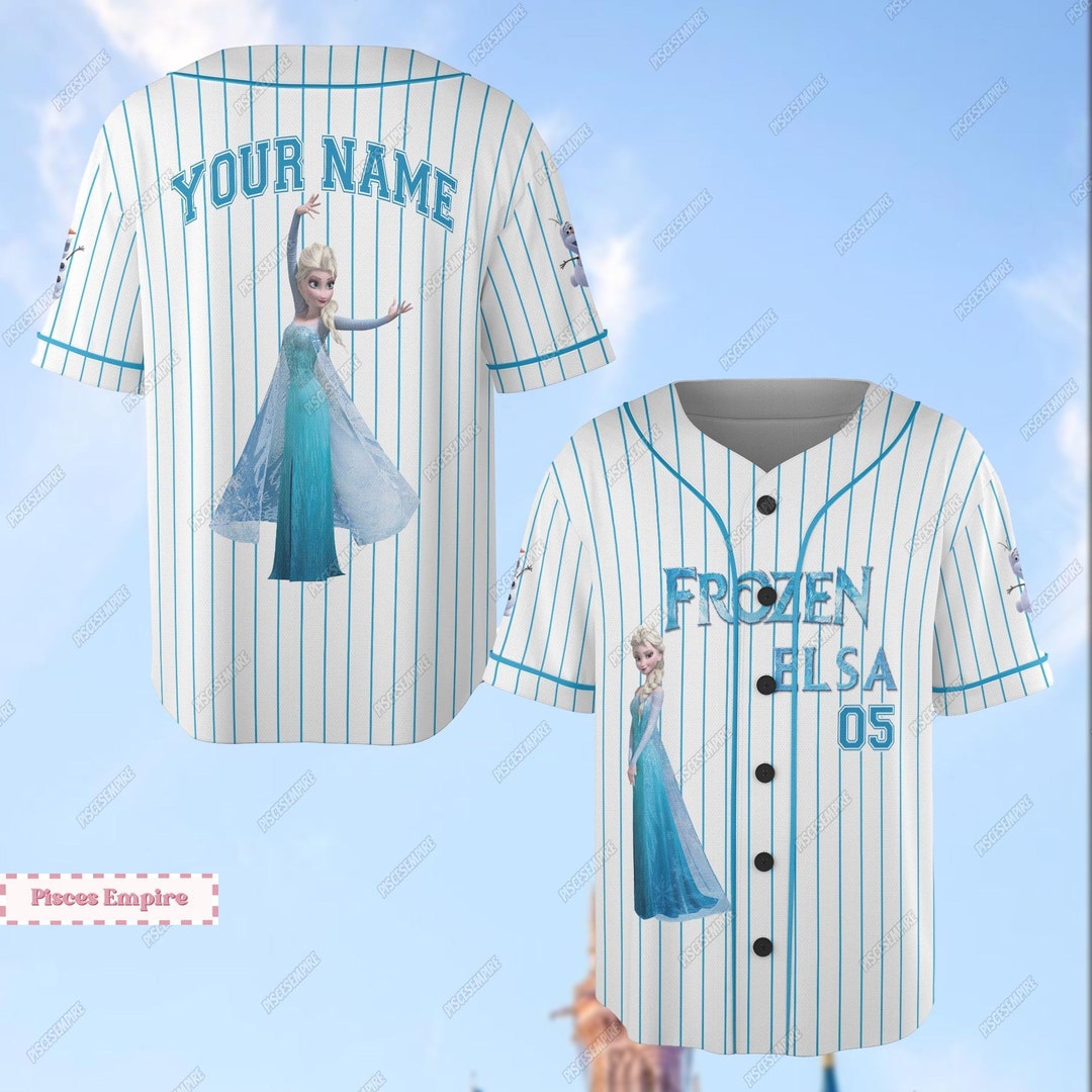 Elsa Frozen Baseball Jersey, Personalized Elsa Frozen Jersey Shirt ...
