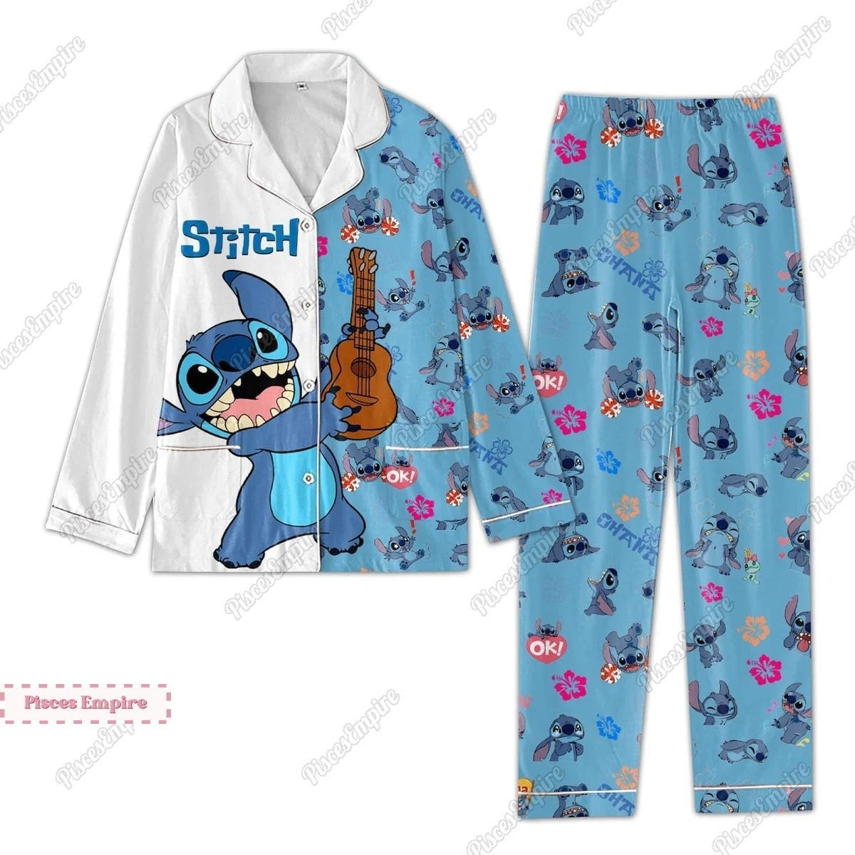 Funny Stitch Pajamas, Cute Stitch Pajamas Set, Disney Stitch Women ...