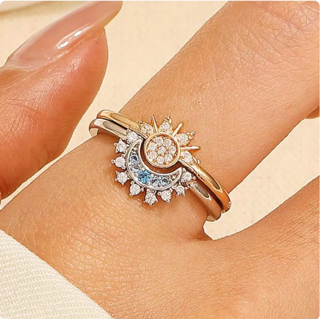925 Sterling Silver Sun and Moon Ring for Women Jewelry / Trend Design ...