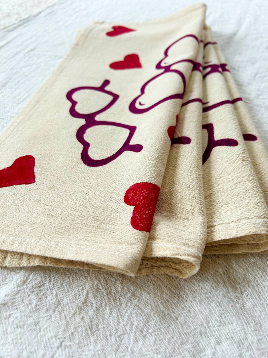 Set of 4 Screen Print Cloth Napkins Purple Heart Sunglasses Organic ...