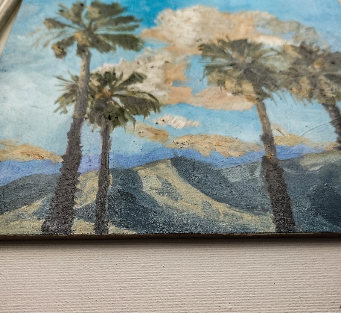 Santa Barbara Original Oil Painting 7x7 in Californian Sunset Mountains ...