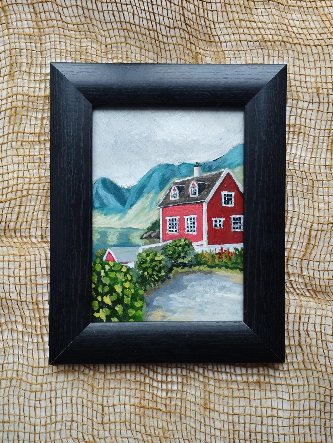 Norway Original Oil Painting Framed Artwork 5 X 7 in Mountains Norway ...
