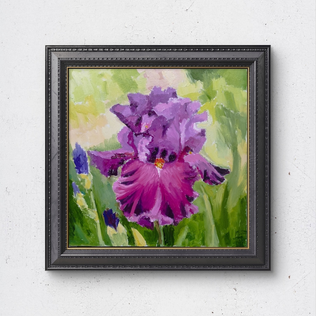 Original Iris Oil Painting: Floral Impressionism, 7x7 in Unframed - Etsy