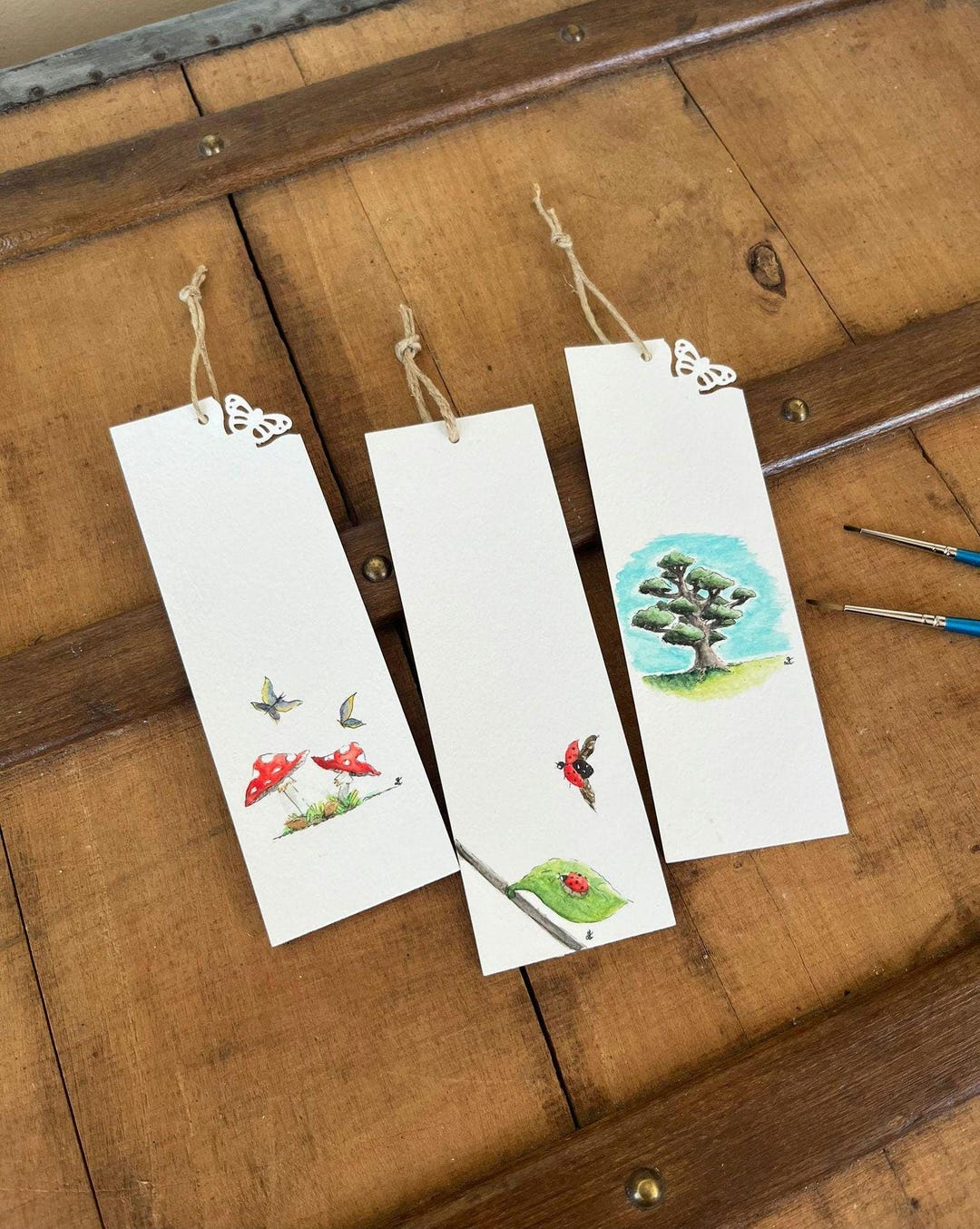 Unique Bookmarks Made With Watercolor Biodiversity Pattern - Etsy