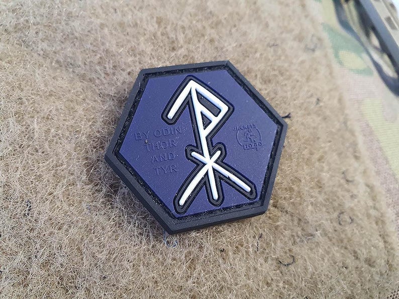 Protective Rune Patch, Protected by Odin, Thor, Tyr, Hexagon Patch, 3D ...
