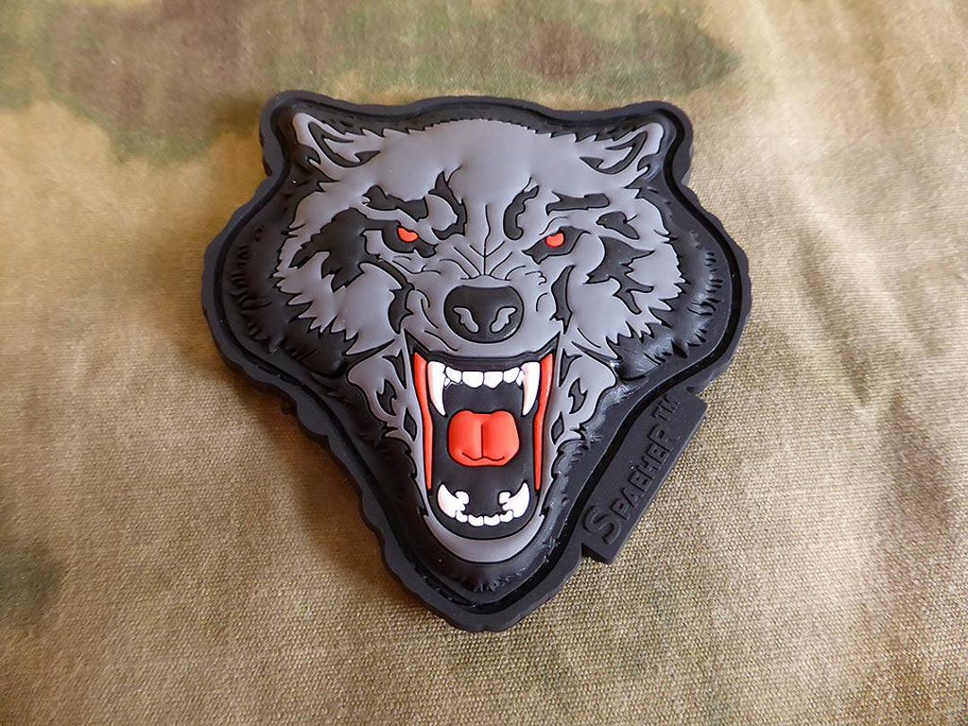Angry Wolf Head Patch, Red-gray, 3D Rubber Patch - Etsy